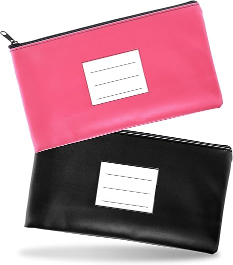 Prasacco 2 Pack Money Bag for Cash, 11x6.1 inches Security Durable Bank ...