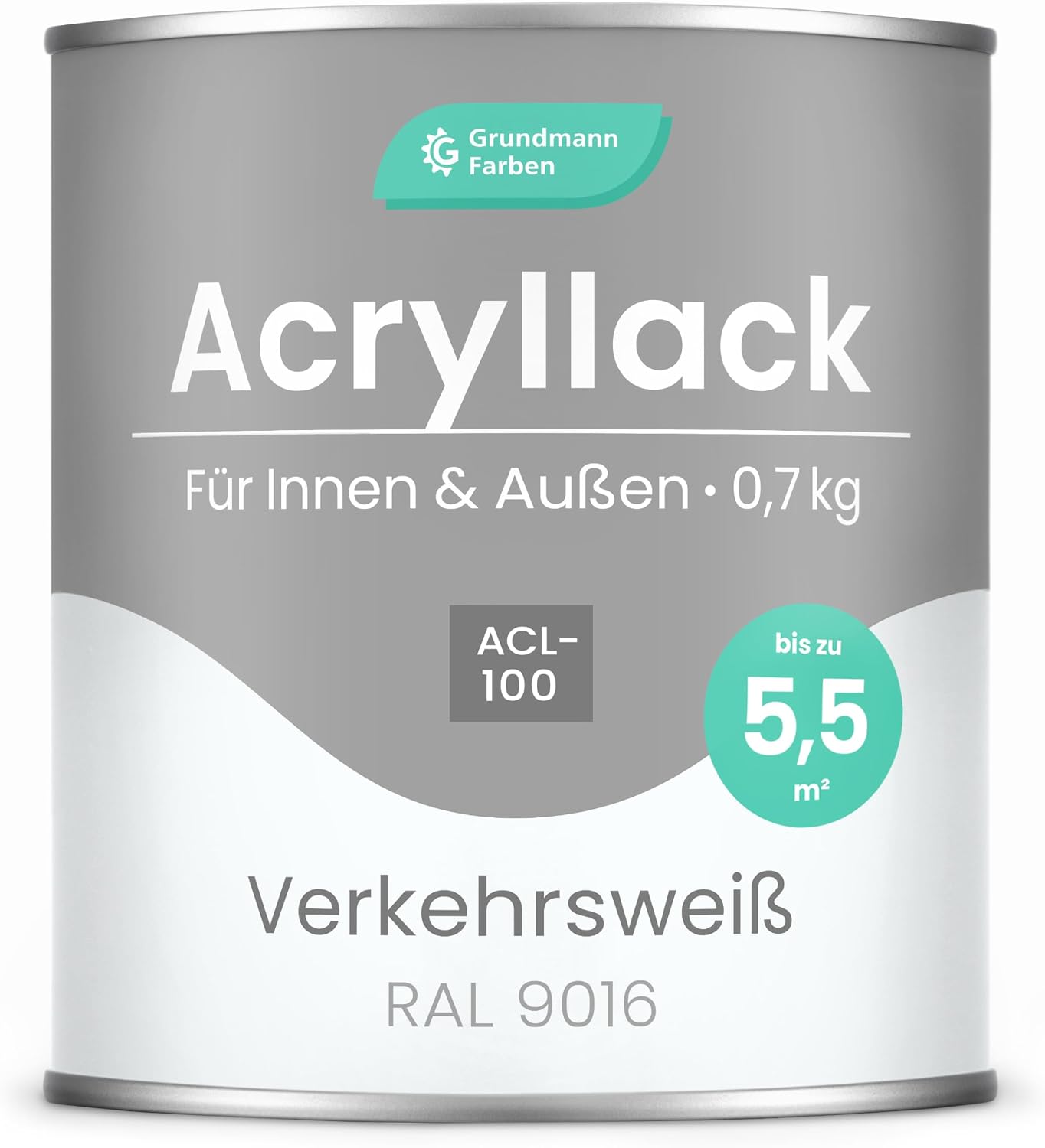 Grundmann Acryllack ACL 100 - Weiß 0,7 Kg - 4in1 Lack inkl. Grundierung ...