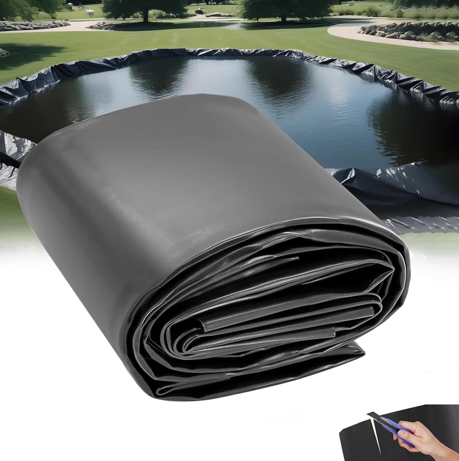 Durable 1m x 1m Pond Liner for Outdoor Fish Ponds Tear Resistant Water ...