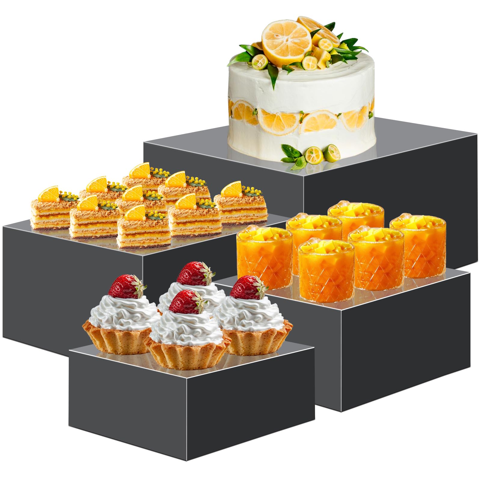 BINBE Acrylic Risers for Display,White Acrylic Cube Box Dessert Display ...