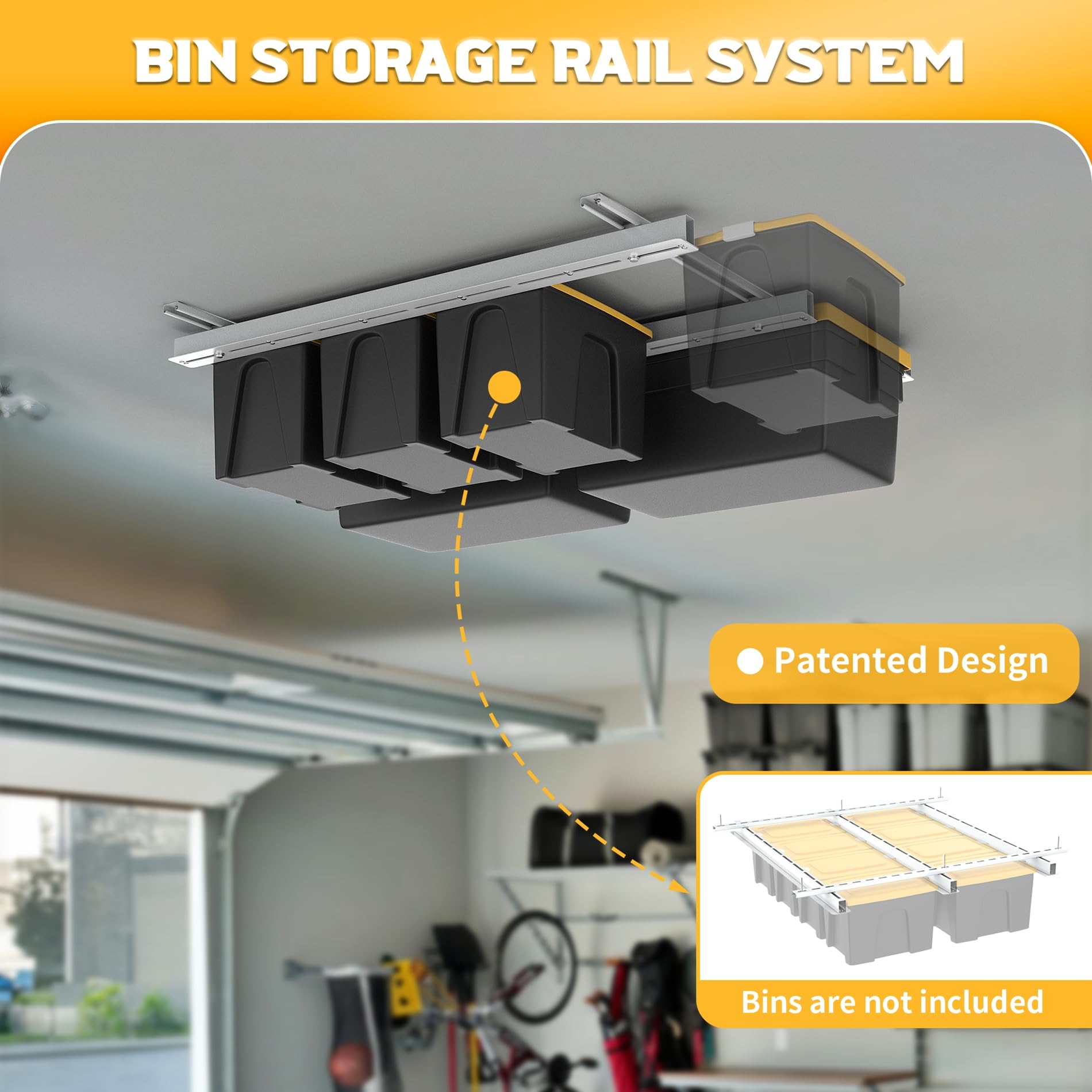 Snapklik.com : WALMANN Overhead Tote Storage Rail System, Garage ...