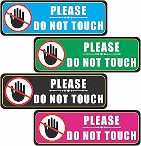 Do Not Touch Sticker - (Pack of 12) 6" x 2" Large Laminated Vinyl ...