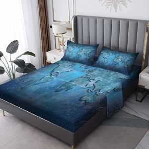 World Map Sheet Set King Size - Map Bed Sheets - Geography Printed ...