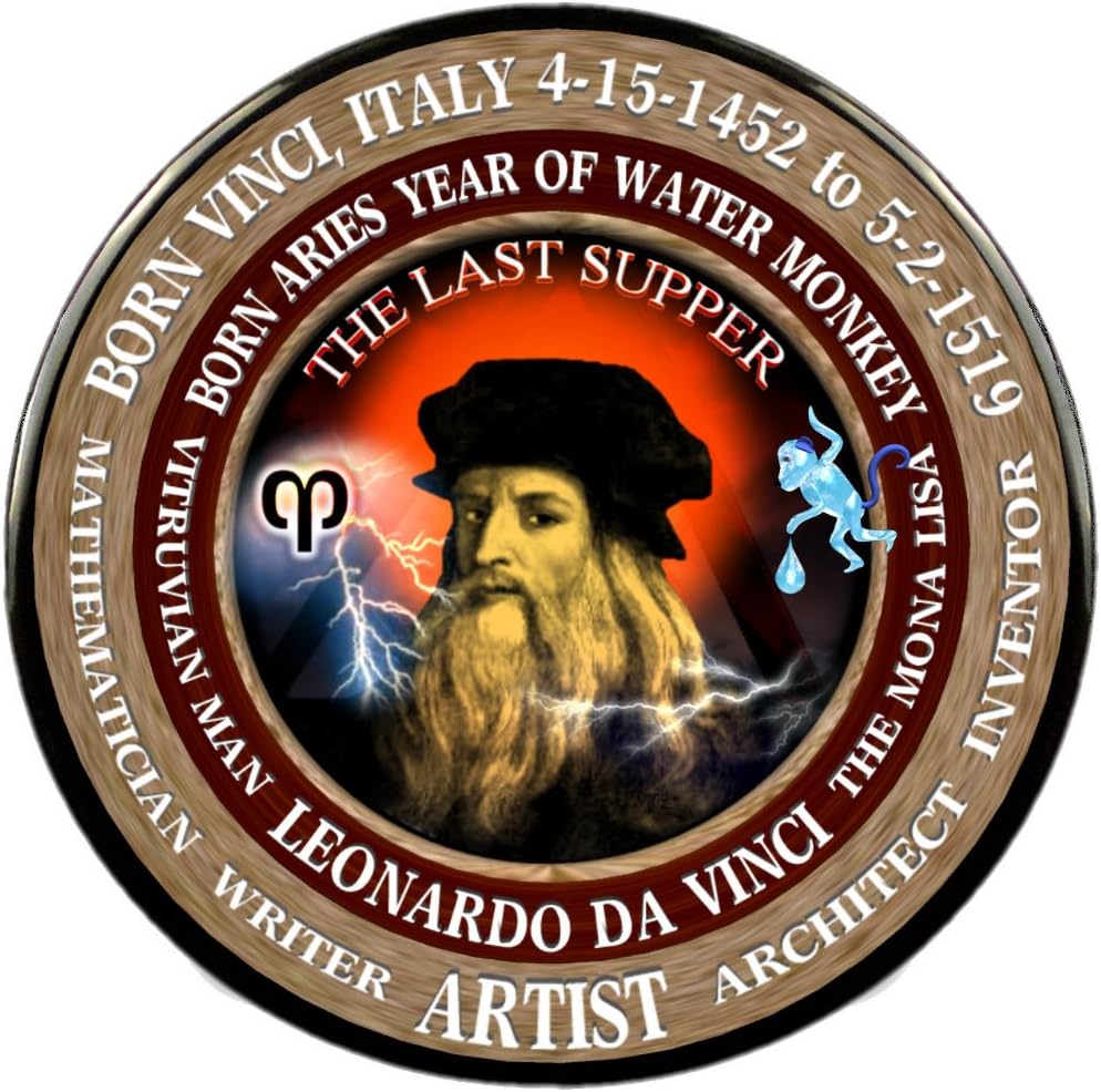 Amazon.com: Leonardo Da Vinci Artist 3" Pin, Astrology Aries Zodiac ...