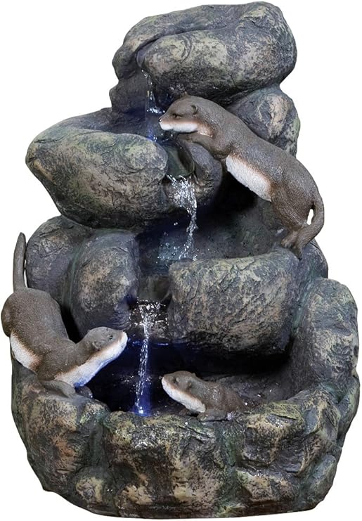 Easy Fountain Otter Waterfall Includes LEDS : Amazon.co.uk: Garden