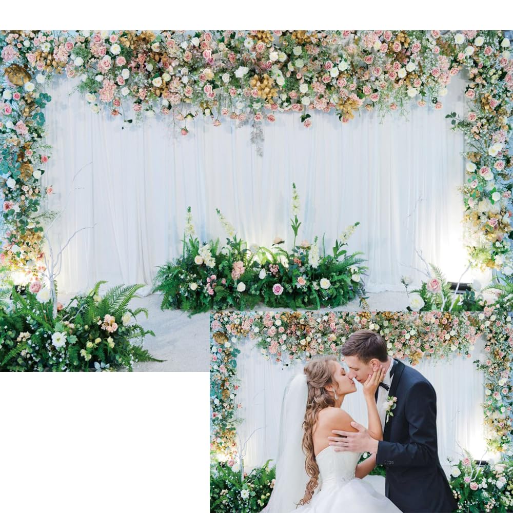 OFILA Wedding Floral Wall Backdrop 3x2m White Flowers Curtain Photo ...