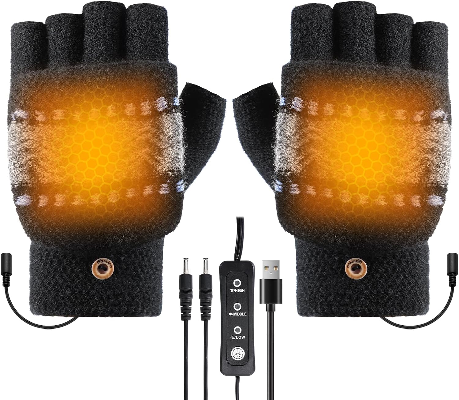 Amazon.com: ACETOP USB Heated Gloves - Fingerless Electric Gloves for ...