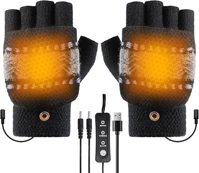 Amazon.com: ACETOP USB Heated Gloves Fingerless for Men and Women ...