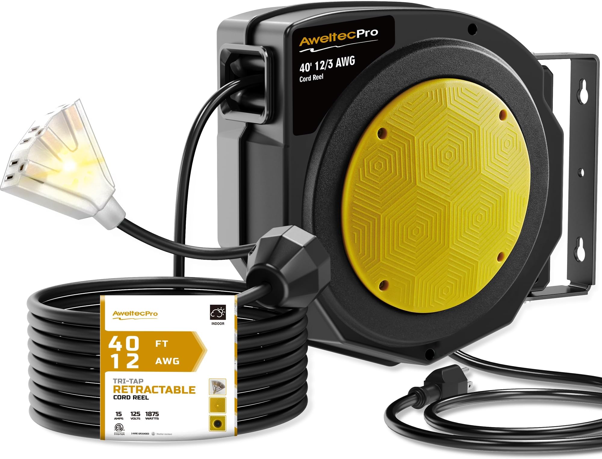 Amazon.com: CopperPeak 50 ft Retractable Extension Cord Reel - Ceiling ...