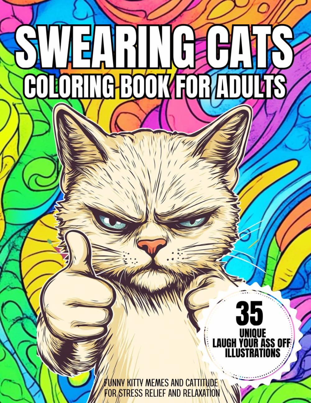 Amazon.com: Swearing Cats Coloring Book for Adults: Funny Kitty Memes ...