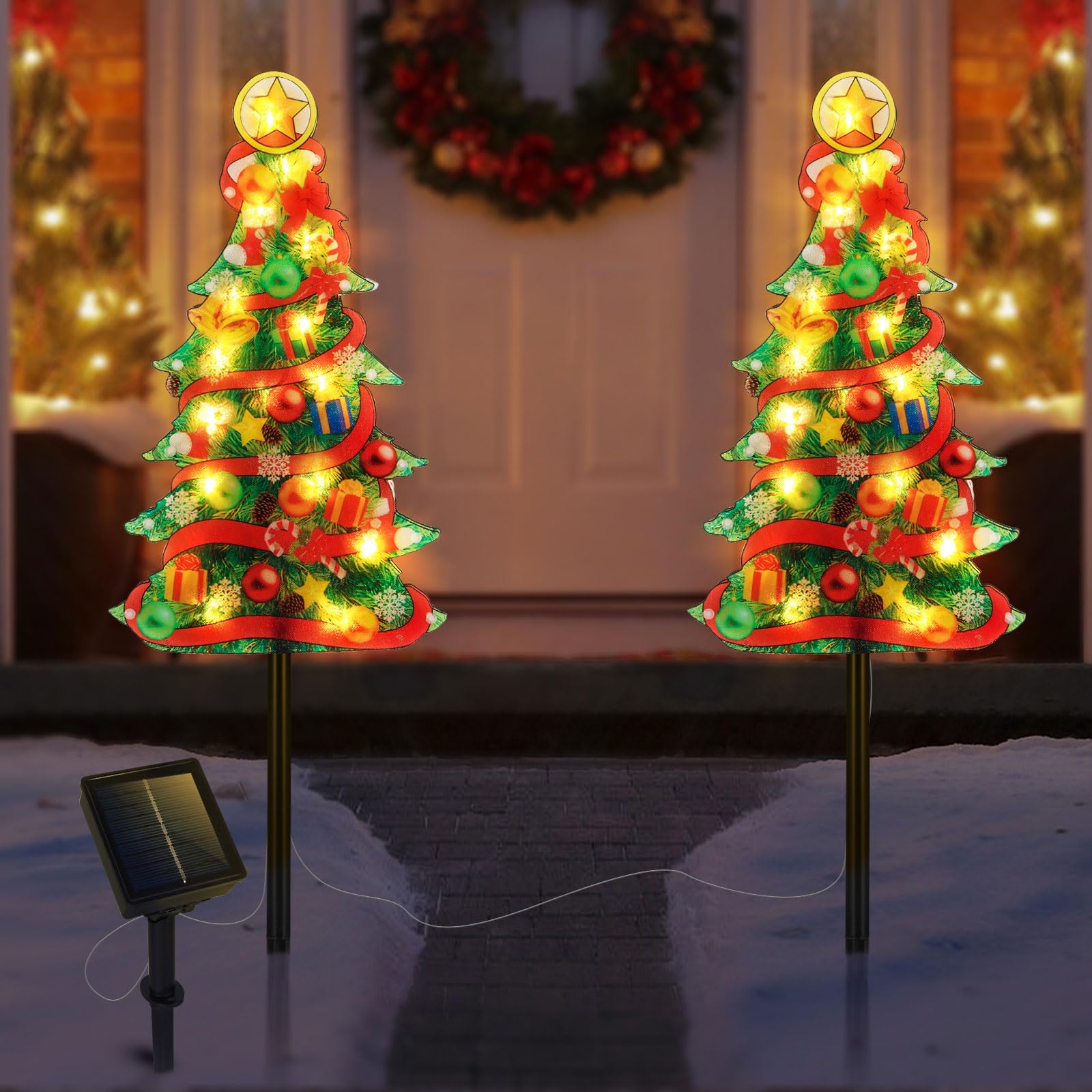 Amazon.com: 2PCS Solar Christmas Tree Lights, Solar Landscape Pathway ...