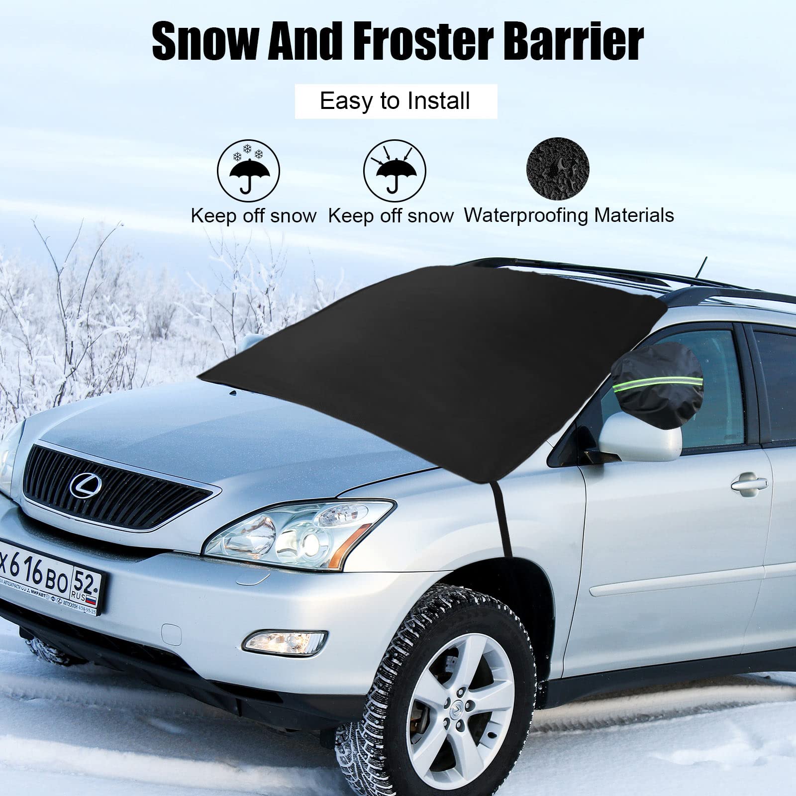 Tallew 5 Pcs Windshield Cover for Ice, Snow Kit Windshield Car Cover ...