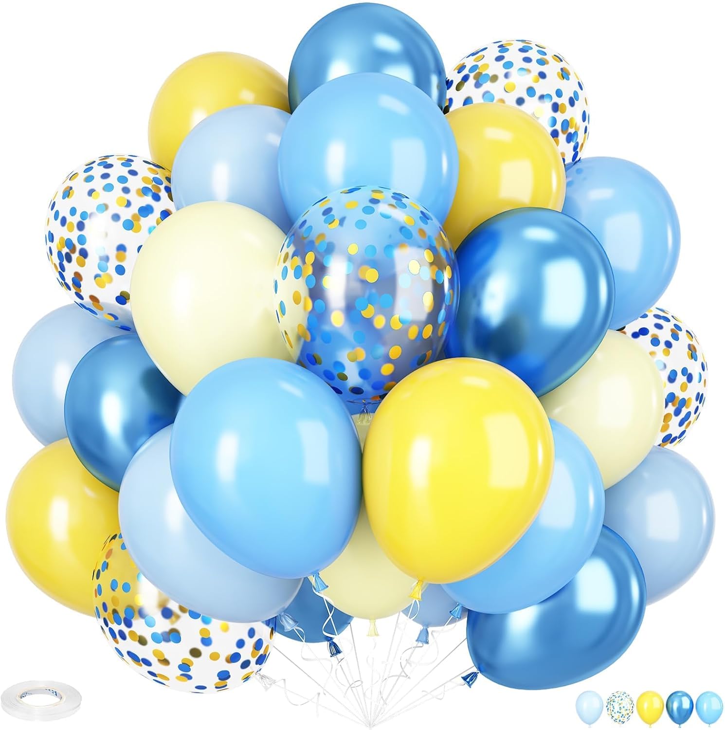 Amazon.com: Yellow Blue Balloons, 12 Inch Blue and Yellow Balloons Set Macaron Yellow Balloon ...