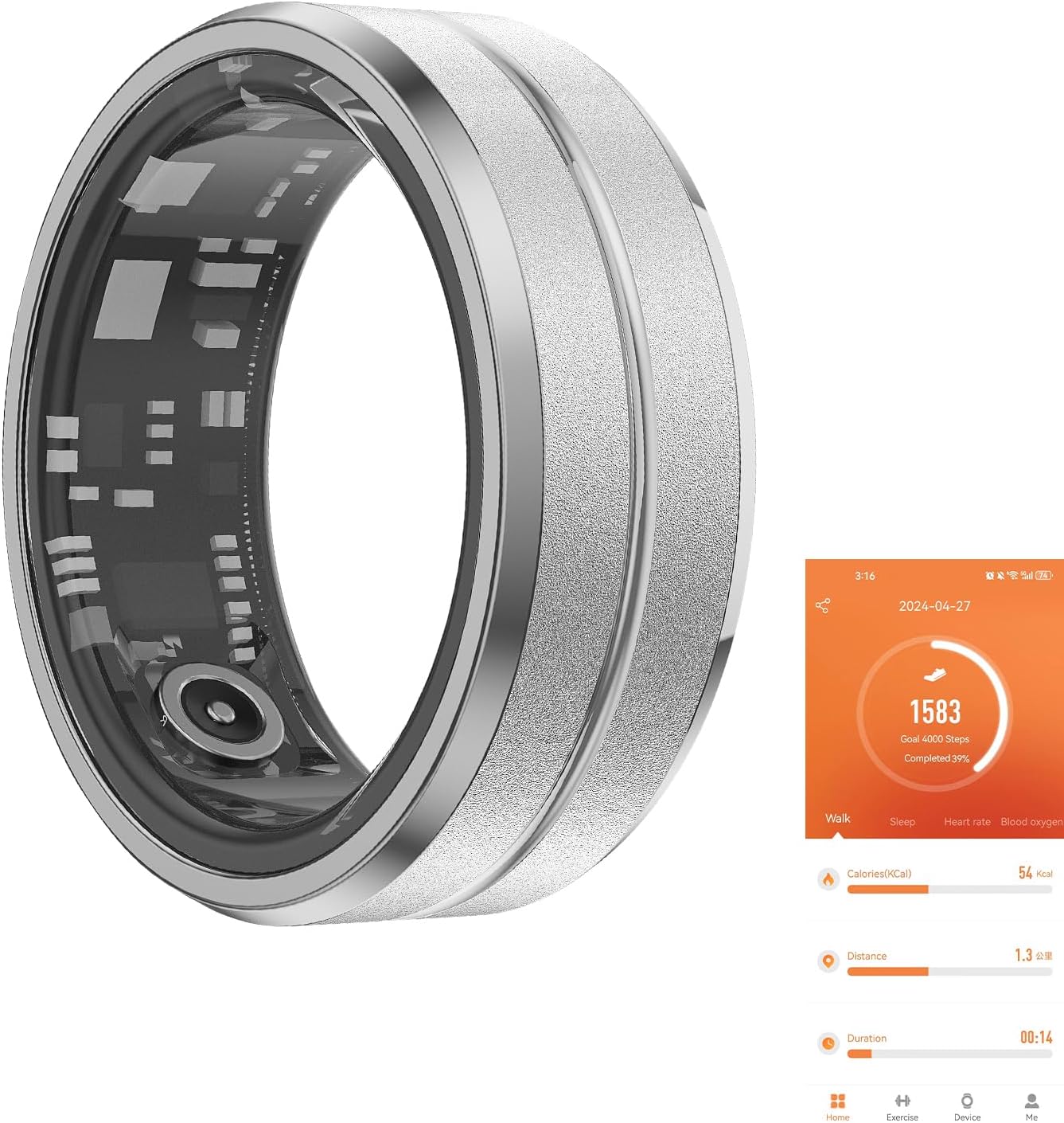 Amazon.com: Unijethro Smart Ring for Women Man, Enamel Flower Pattern ...