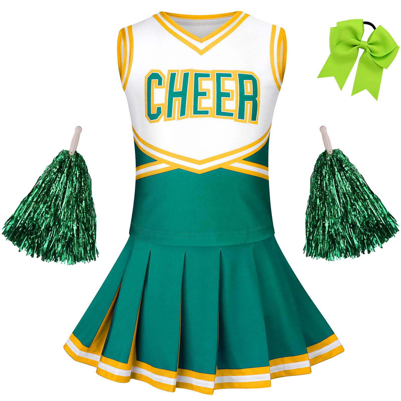 Grajtcin Girls Cheerleader Costume Halloween Dress Up Cheerleading ...