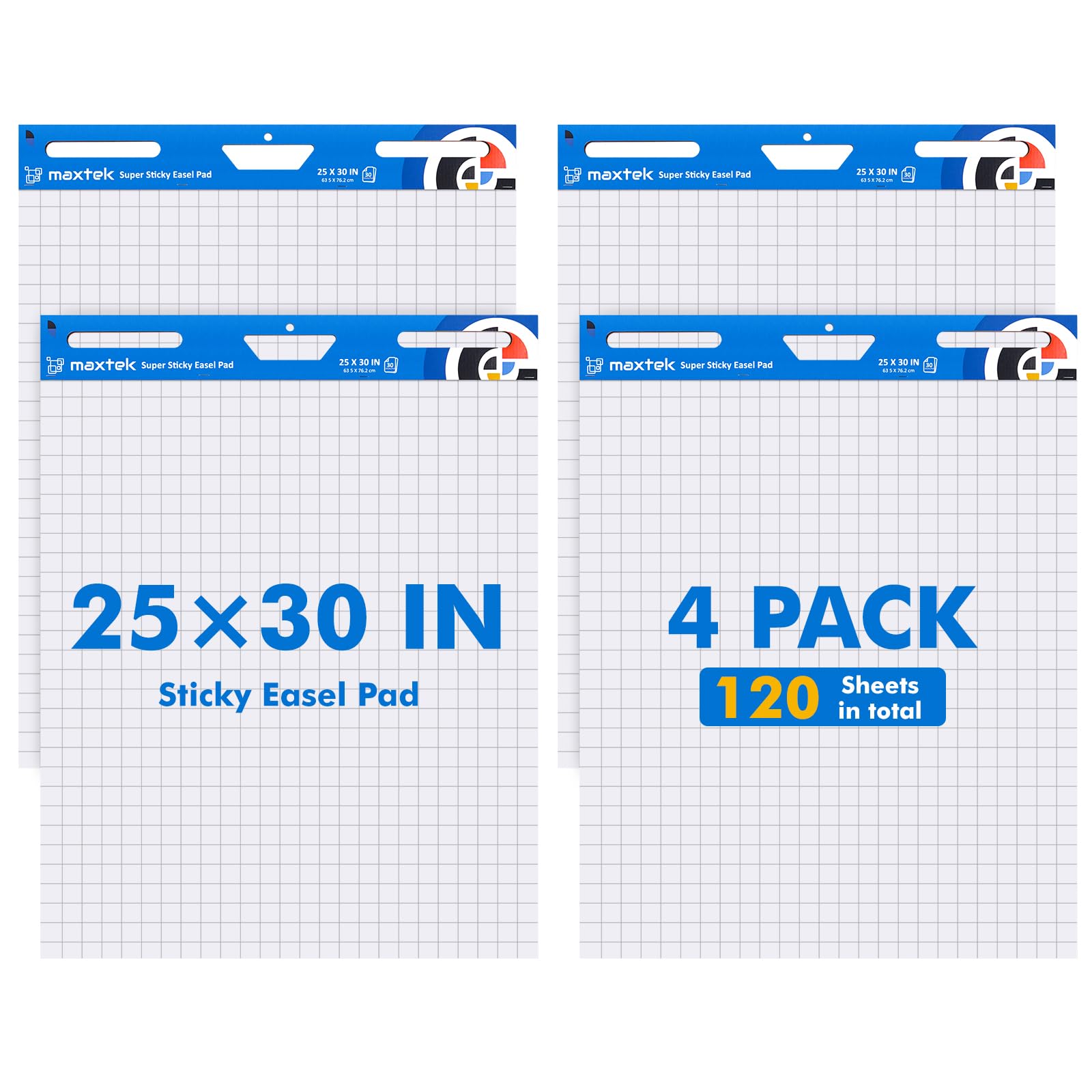 Snapklik.com : Maxtek Grid Sticky Easel Pad 25"x30", Large Flip Chart Paper