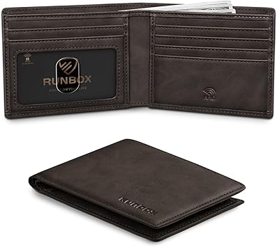 Amazon.com: RUNBOX Wallet for Men,Mens Wallet,Slim Leather Bifold,RFID ...