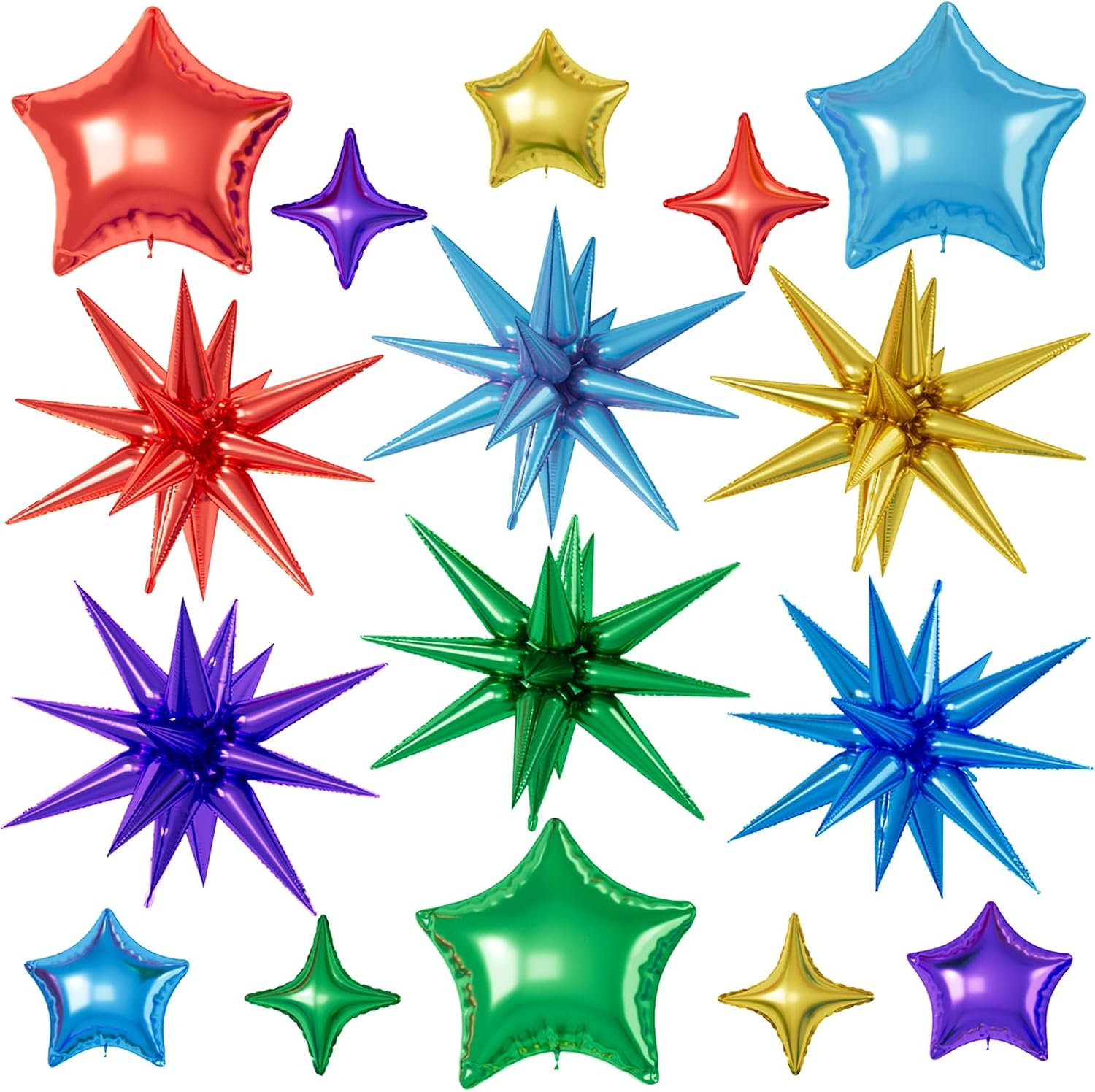 Amazon.com: Colorful Star Balloons, 22/18/10 Inch Foil Rainbow Balloons ...