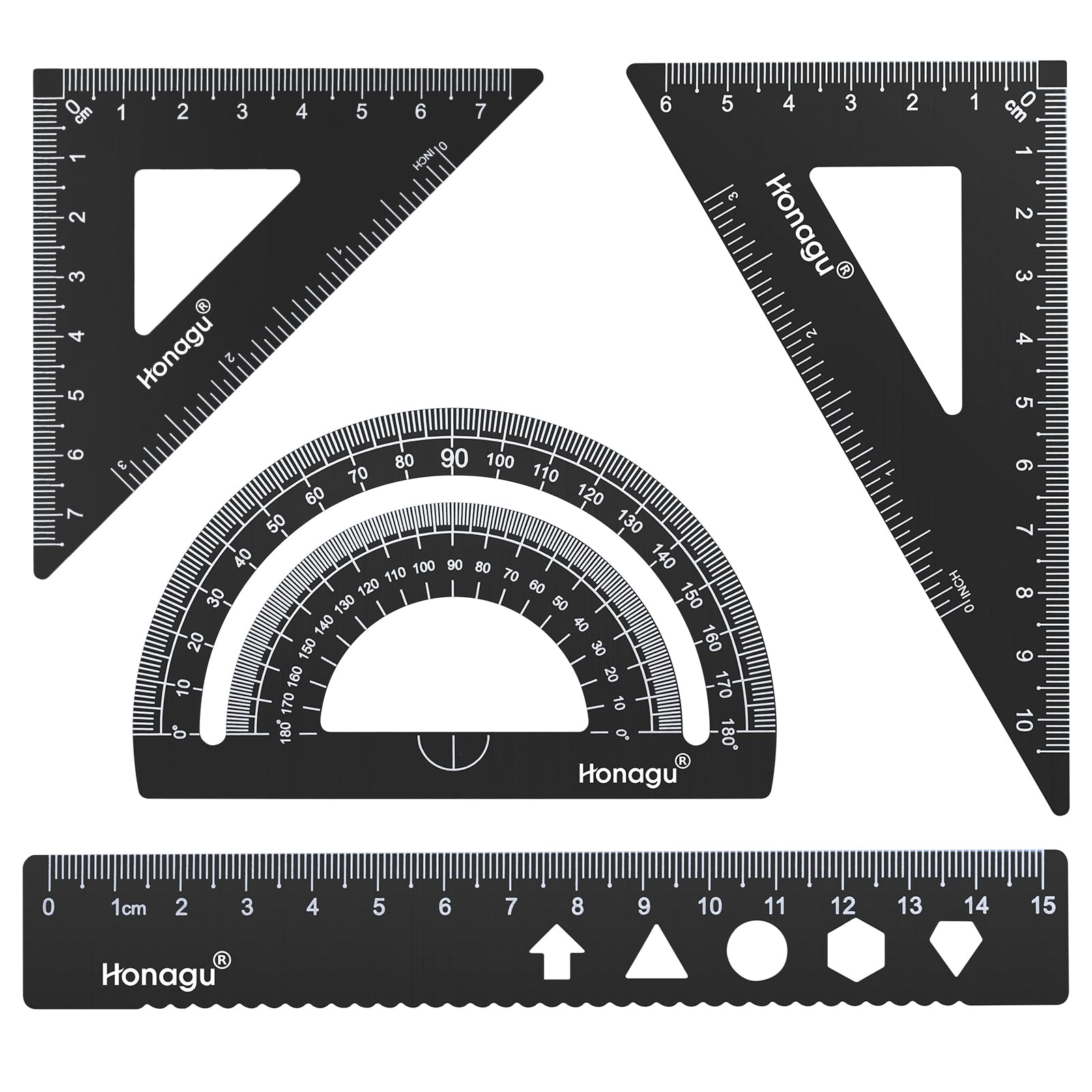 Amazon.com: Honagu Triangular Ruler Set, 4 Pieces Aluminum Alloy Ruler ...