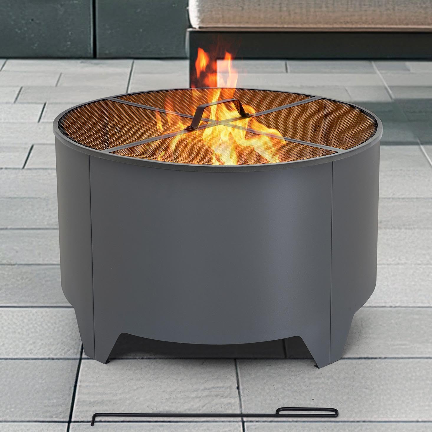Amazon.com : SUNJOY 26-Inch Kelton Fire Pit for Outside, Wood Burning Outdoor Fire Pits with ...