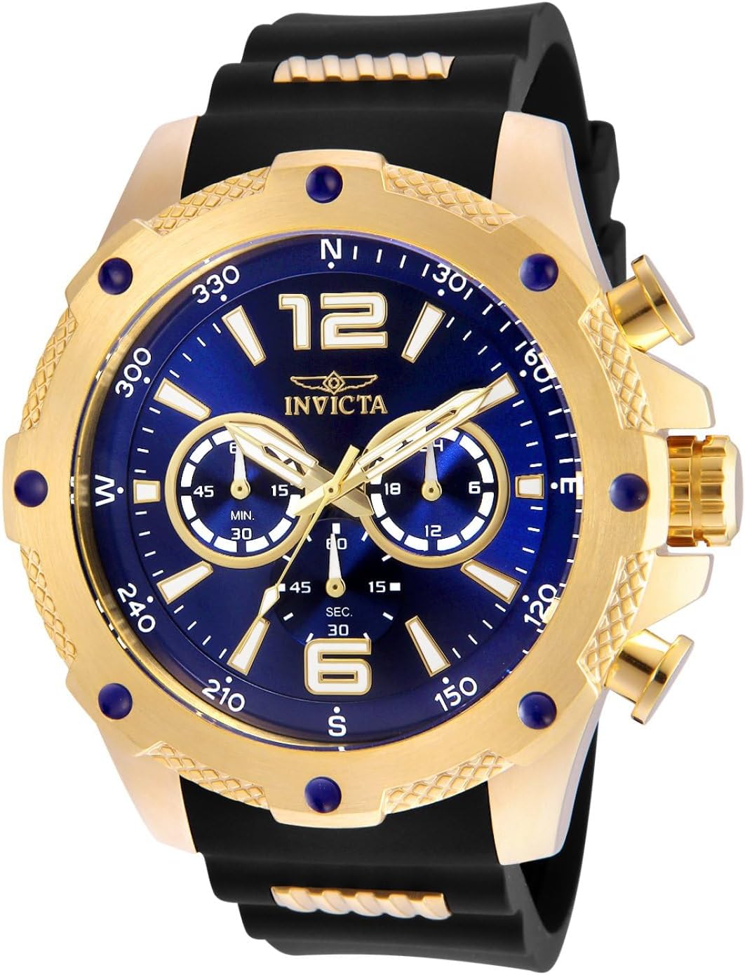 Invicta Men Analog Quartz Watch with Polyurethane Stainless Steel Strap ...