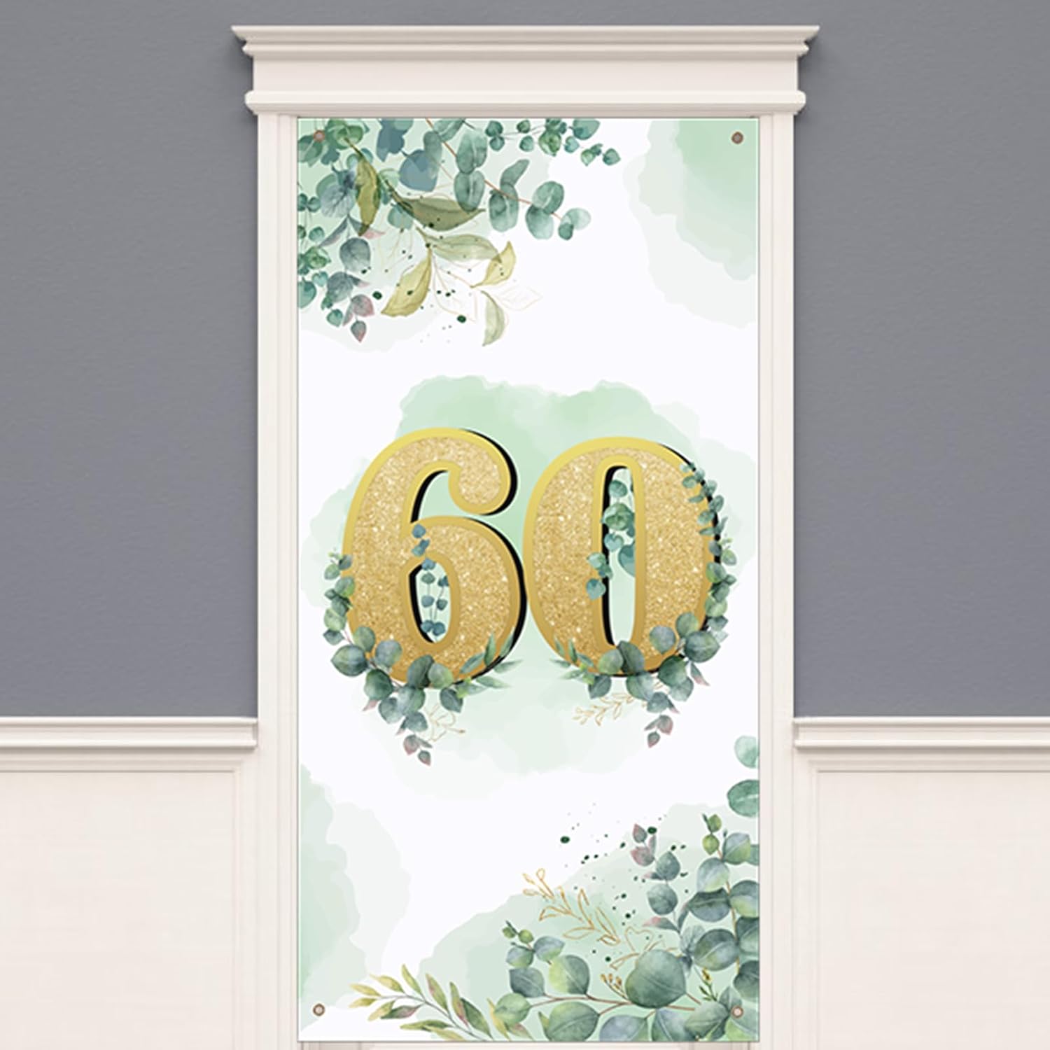 WEDNOK 60th Birthday Door Banner, Sage Green 60th Birthday Porch Sign ...