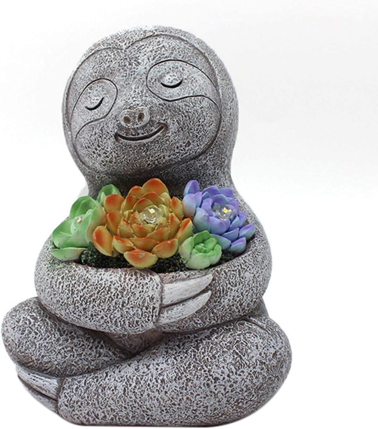 Amazon.com: Jaquiain Solar Garden Statue Sloth Figurine with Succulent ...