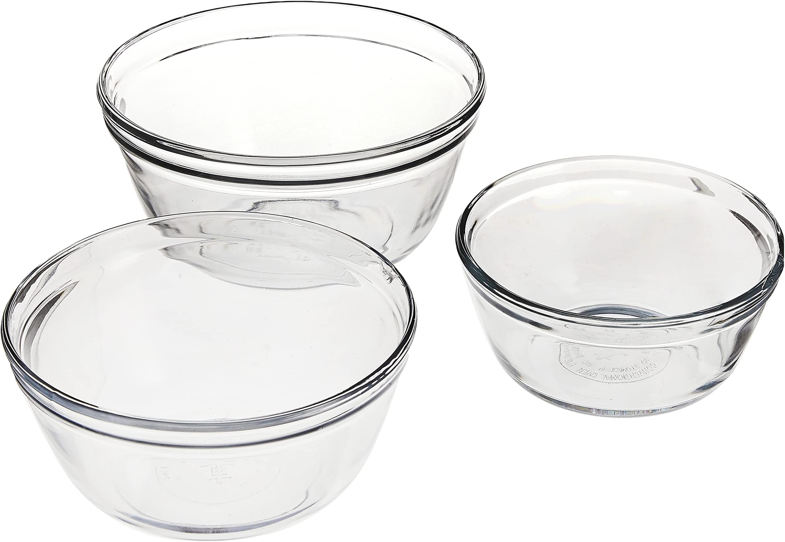 Amazon.com: Anchor Hocking Anchor 3-Piece Glass Mixing Bowl Set, Clear ...