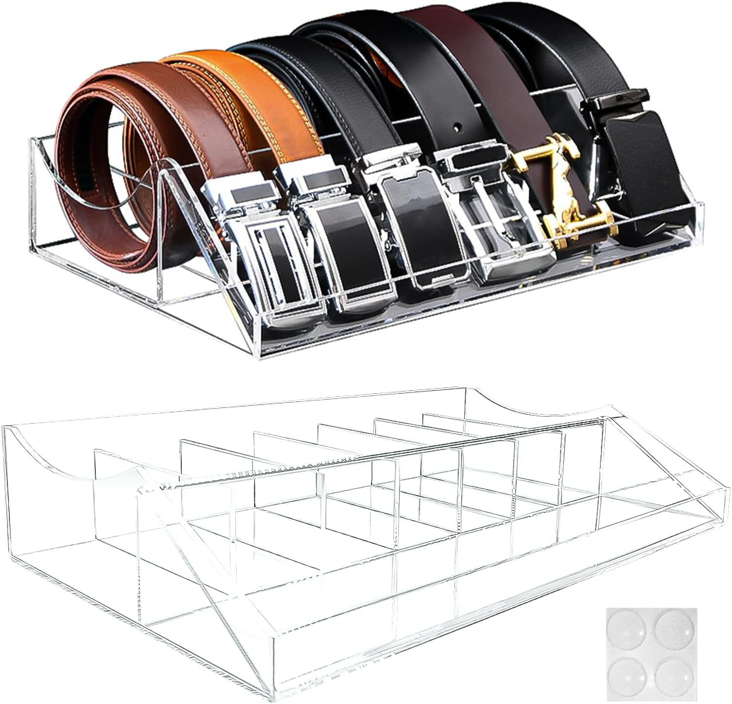 Tongboke Acrylic Belt Organizer 7 Compartments with Anti-Slip Mat ...