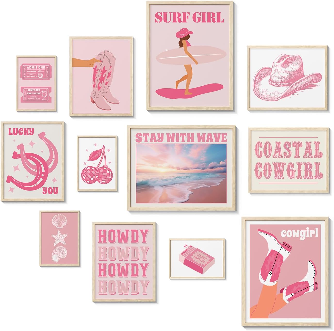 Amazon.com: InSimSea Coastal Cowgirl Room Decor Aesthetic Pink Posters ...