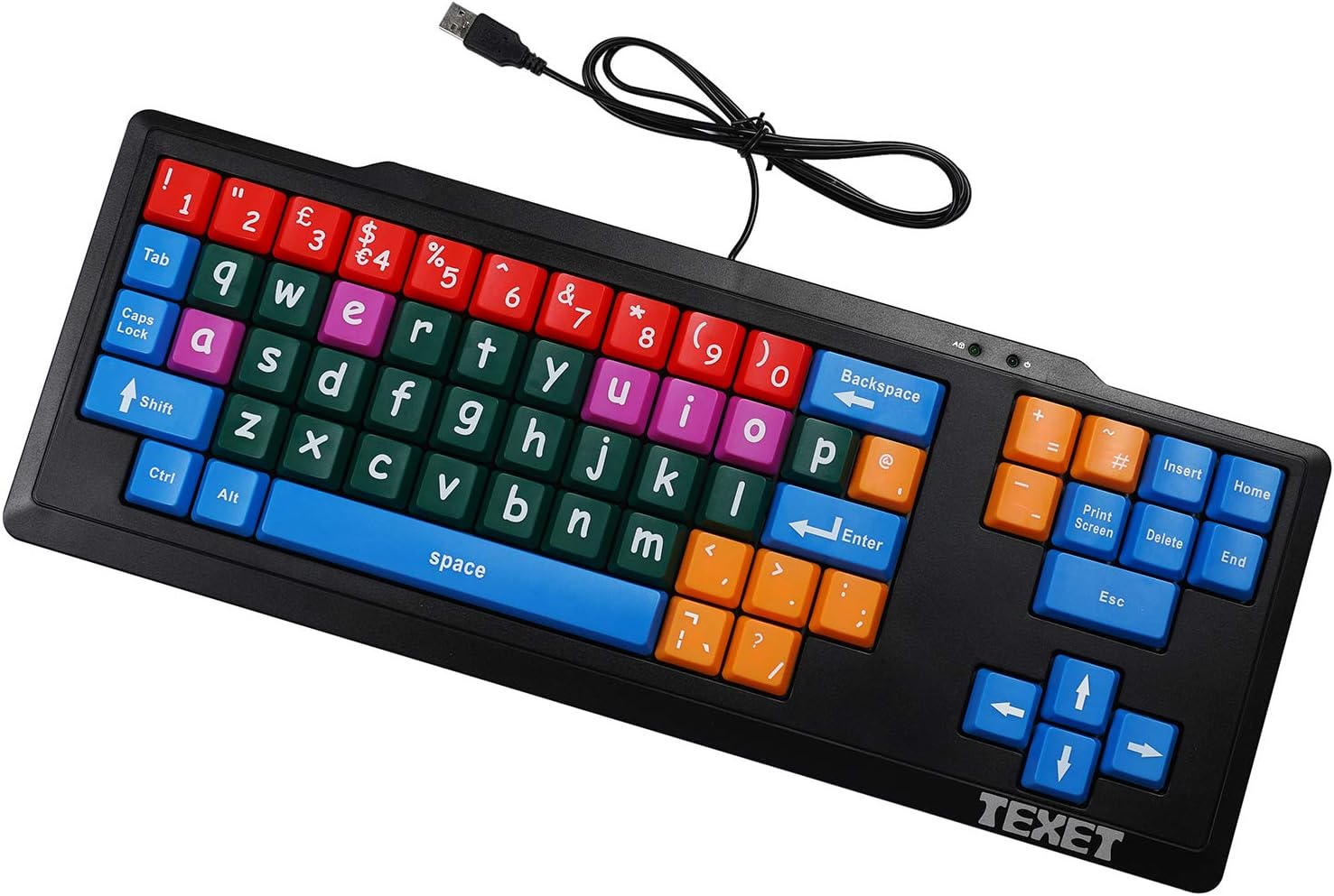 Texet | Wired Multicolour Lower Case Keyboard | Colour Coded to ...