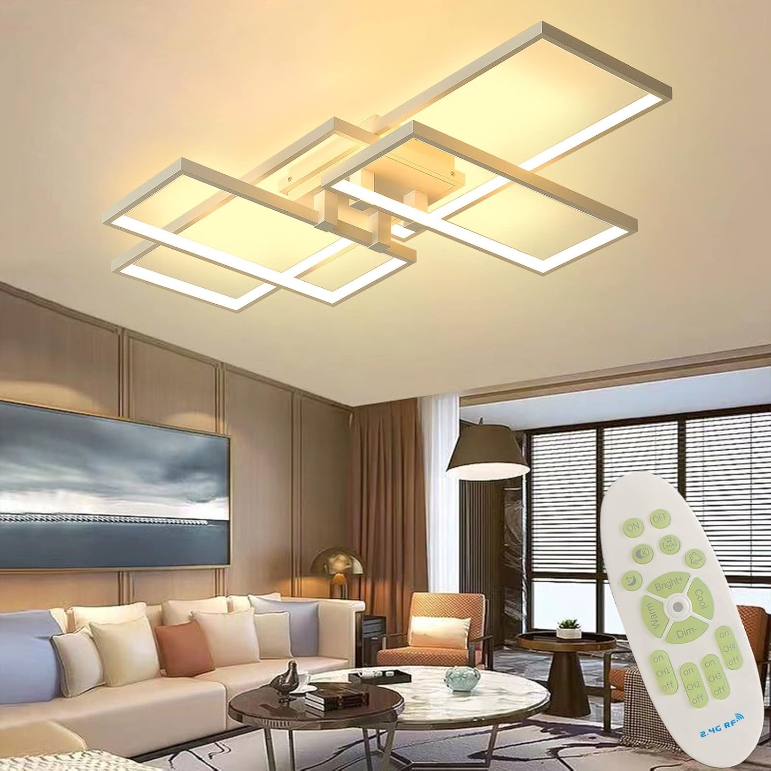 Modern LED tavan lambası, kısılabilir, 67 W, oturma odası lambası ...