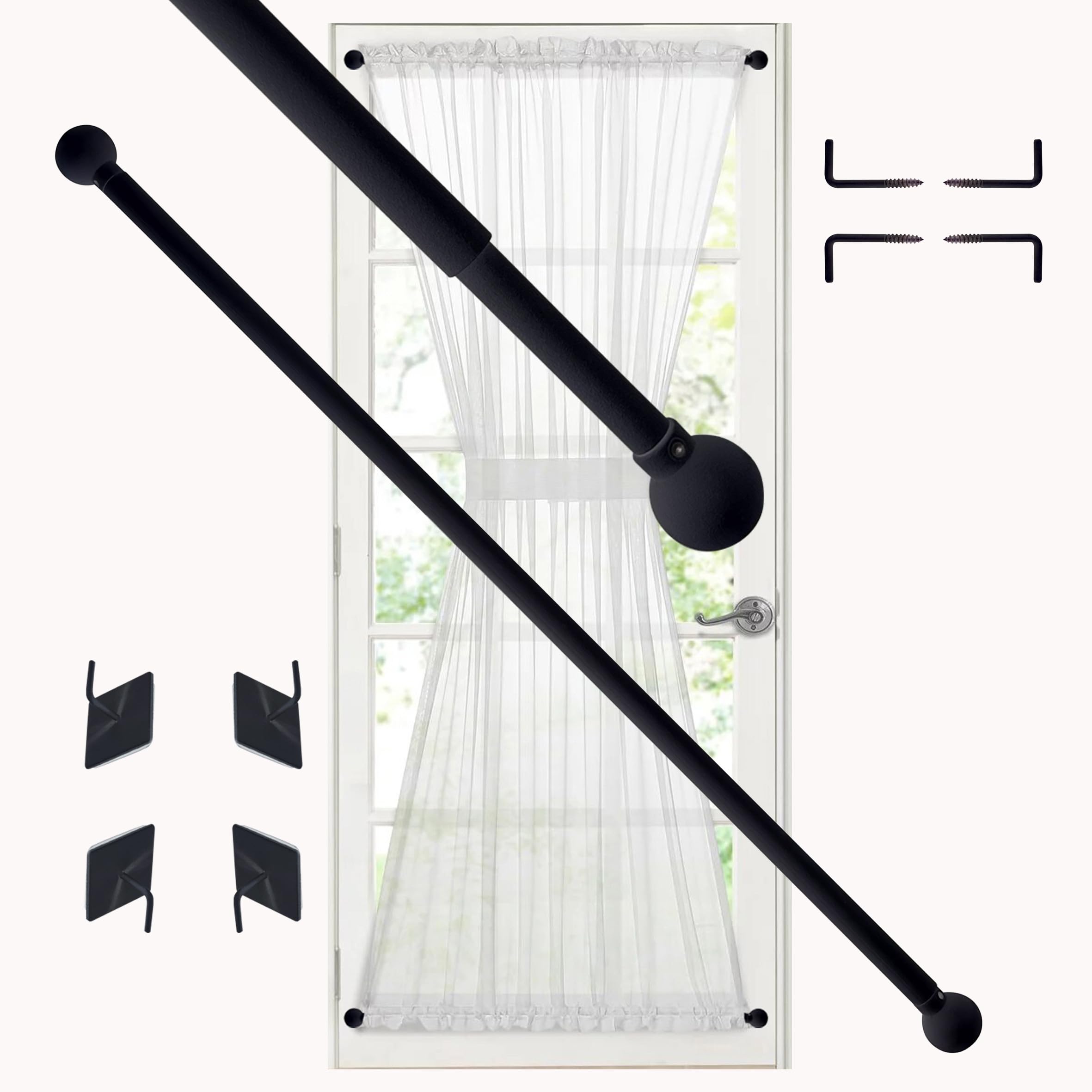 Amazon.com: ARNORX 0.4" French Door Curtain Rods, Café Rods, Sheer ...