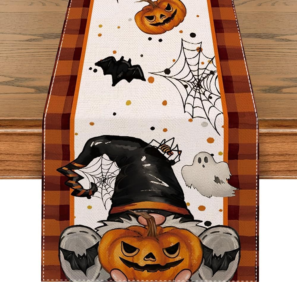Amazon.com: Halloween Table Runner with Pumpkin Ghost Bat ,Halloween ...