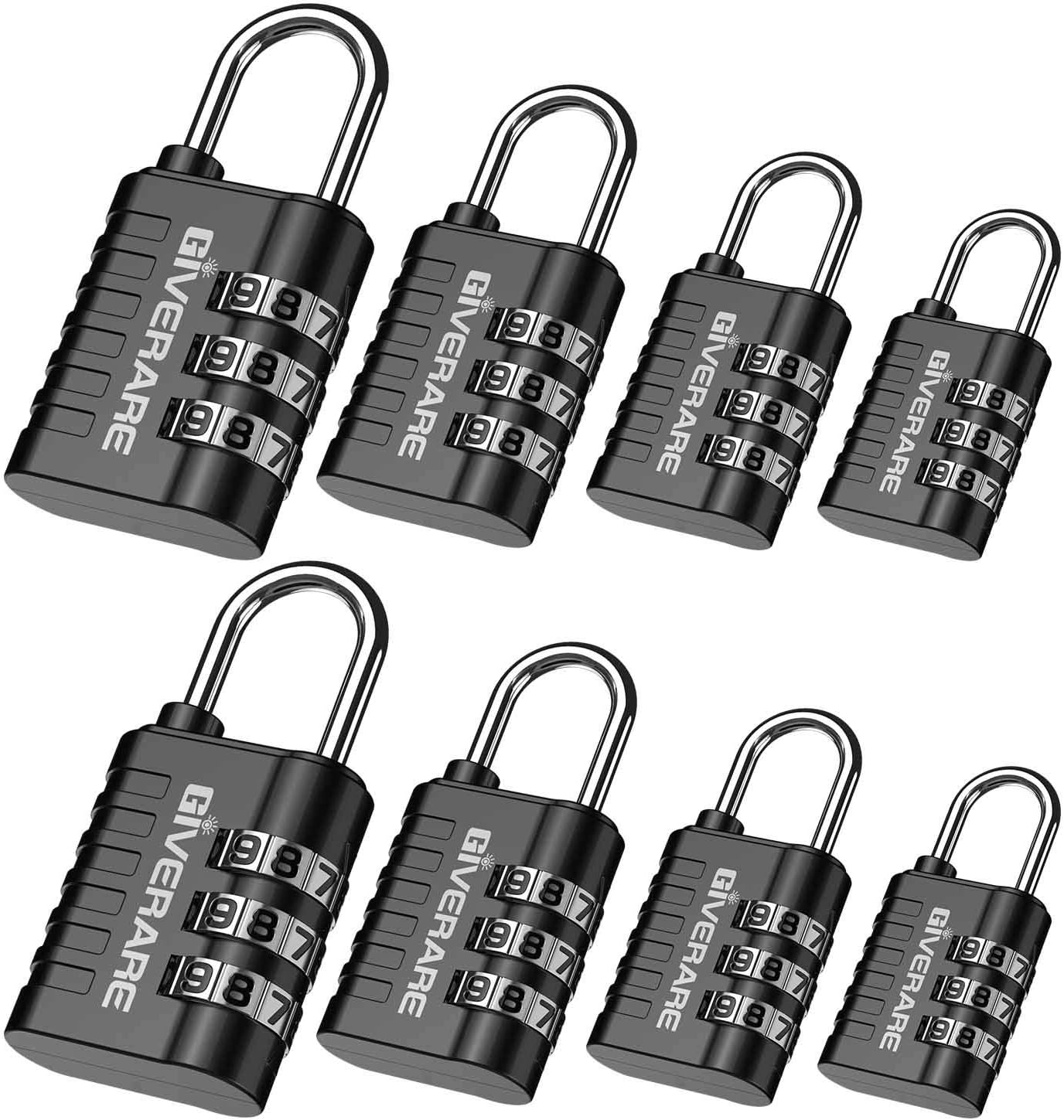 Bonsicoky 6 Pack 3 Digit Combination Lock - Outdoor Waterproof Padlock ...