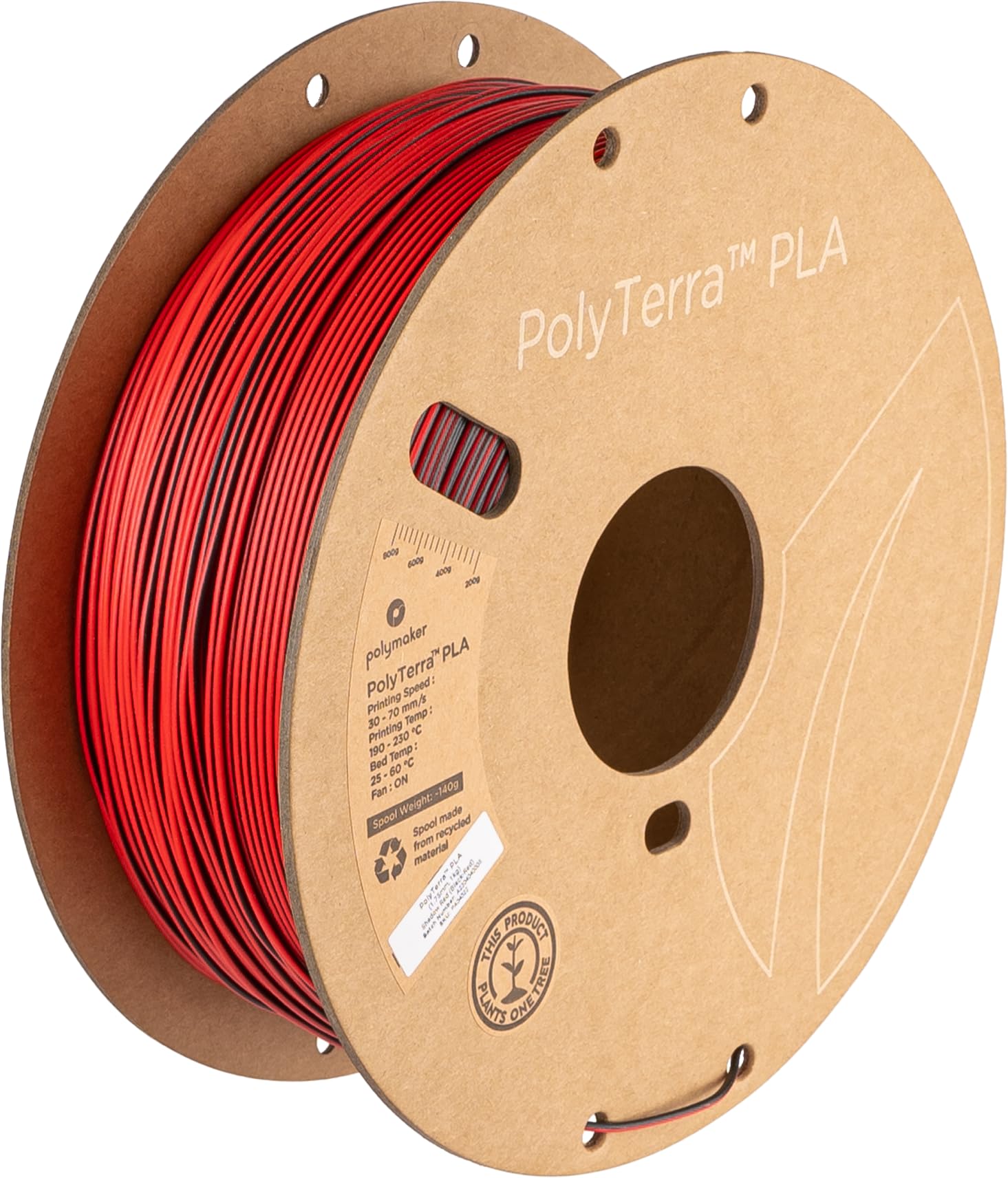 Polymaker Dual Color Matte PLA Filament 1.75mm Black-Red, Coextrusion 1 ...