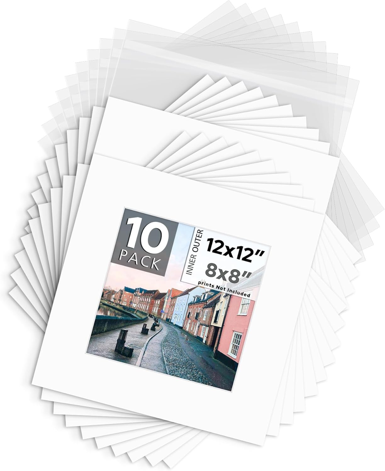 Amazon.com: Mat Board Center, Pack of 10, 12x12 for 8x8 White Mat Kit ...