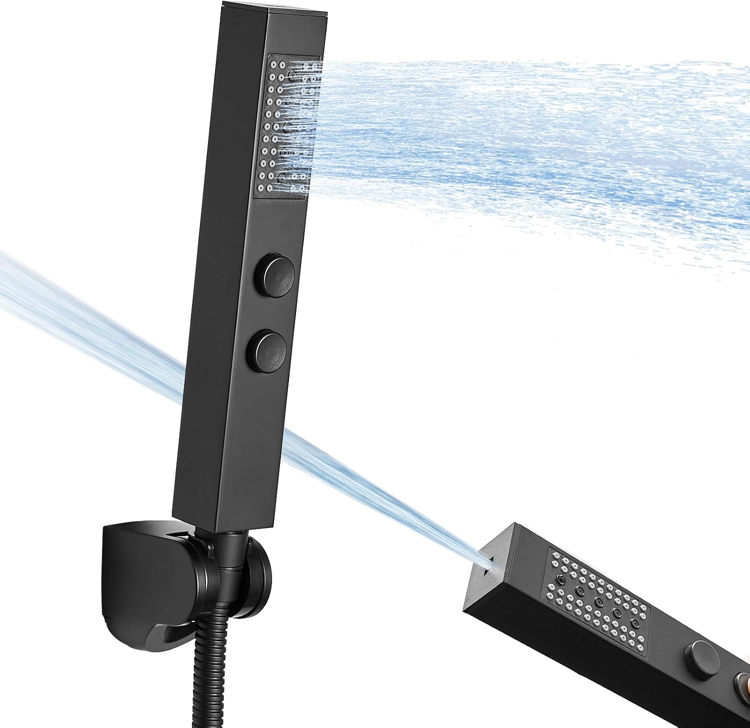 Homipro Brass 4 in 1 Function Black Handheld Square Shower Head Set ...