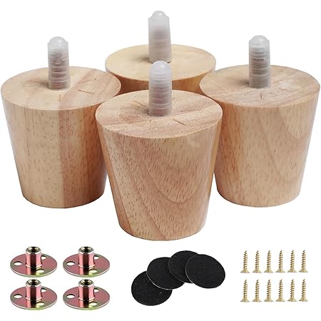 Amazon.com: 2 inch Solid Wood Furniture Legs, Btowin 4Pcs Modern Round ...