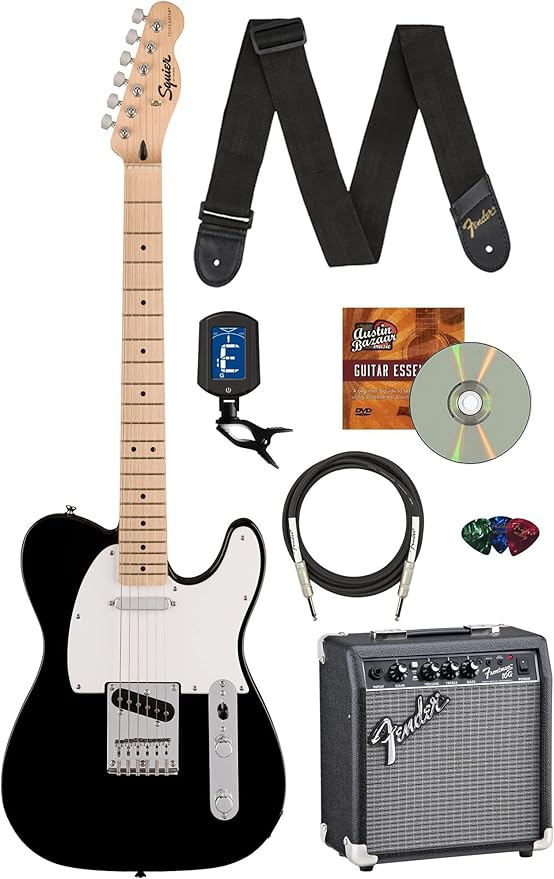 Amazon.com: Fender Squier Sonic Telecaster - Black Bundle with Frontman ...