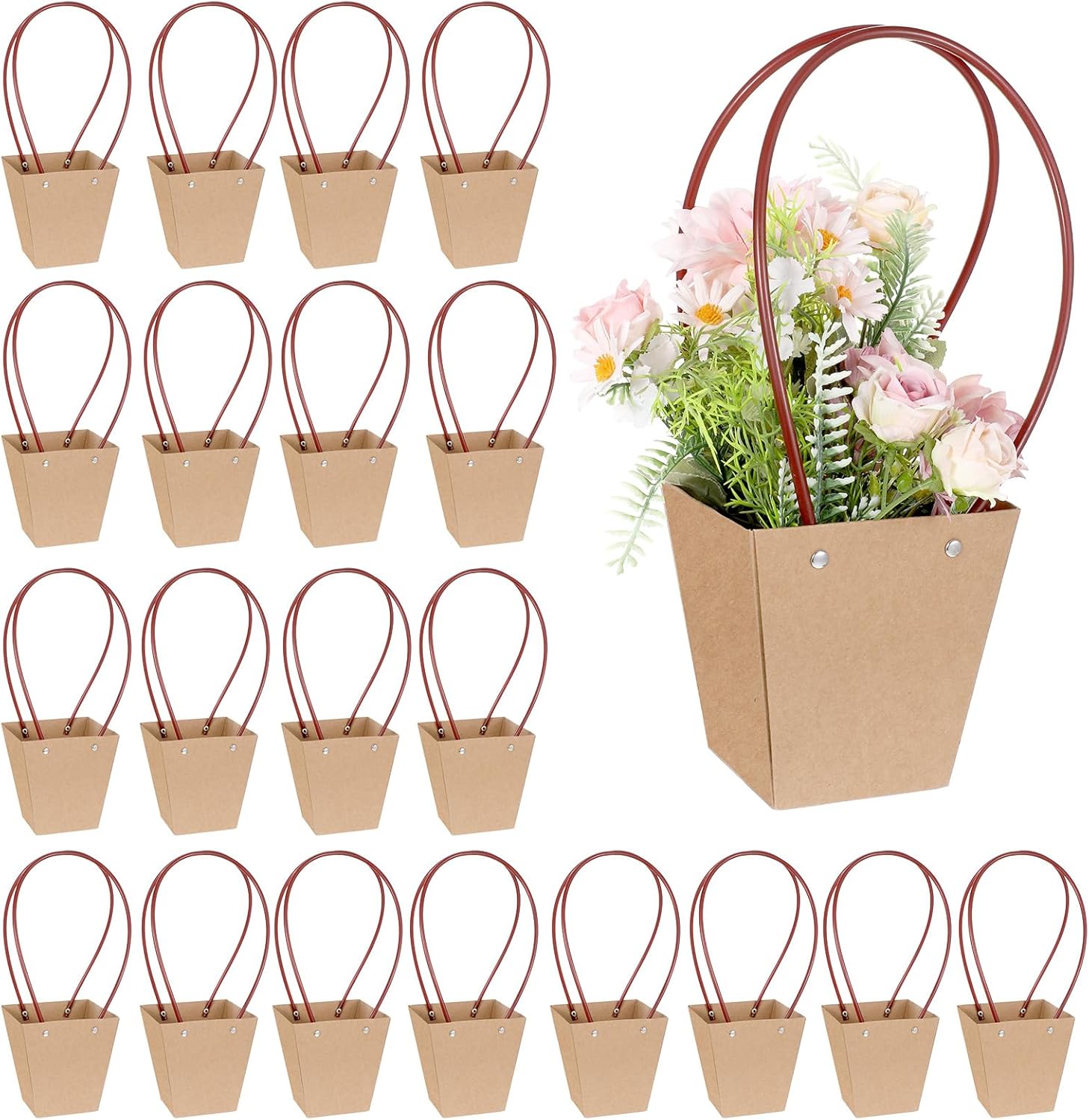 Amazon.com: 20 Pack Kraft Paper Flower Gift Bags, Waterproof Bouquet ...