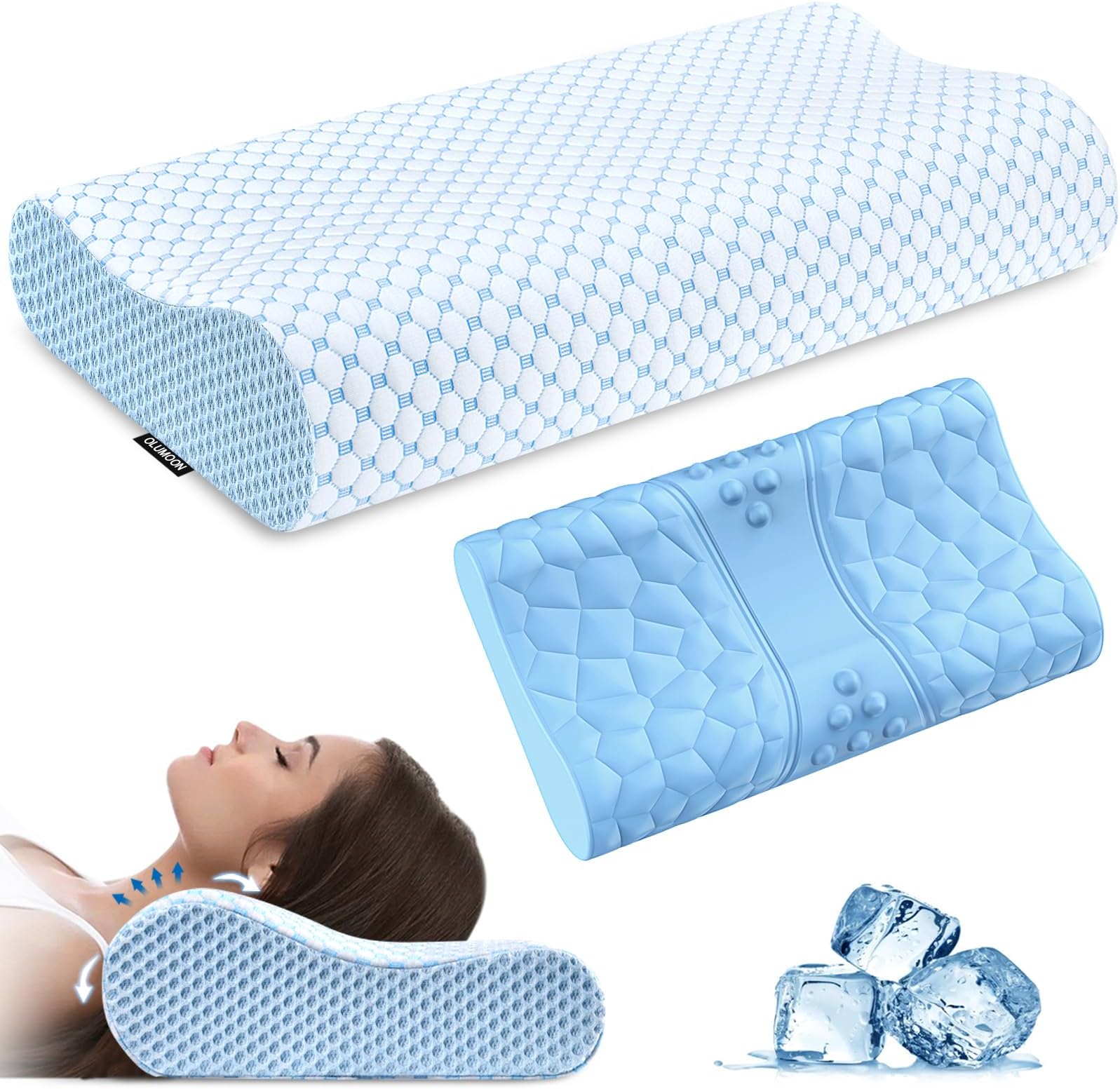 Amazon.com: COOL GEL Memory Foam Neck Pillow for Travel with Removable ...