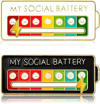 Social Mood Pin Battery Badge, 2PCS Interactive Mood Conversion ...