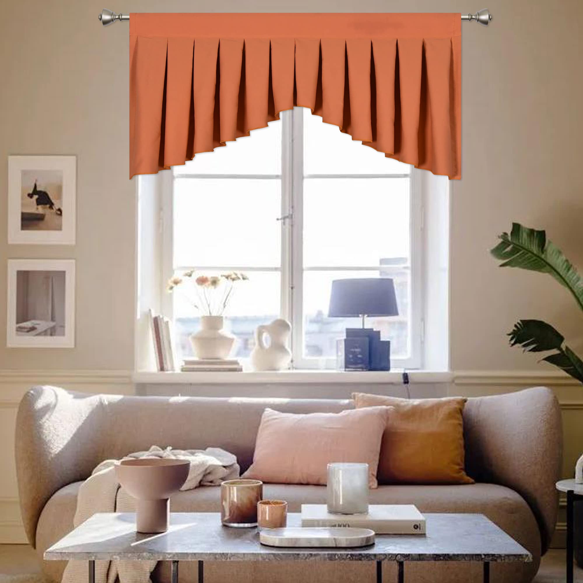 Amazon.com: OYRING Orange Red Valances for Windows - Rod Pocket ...