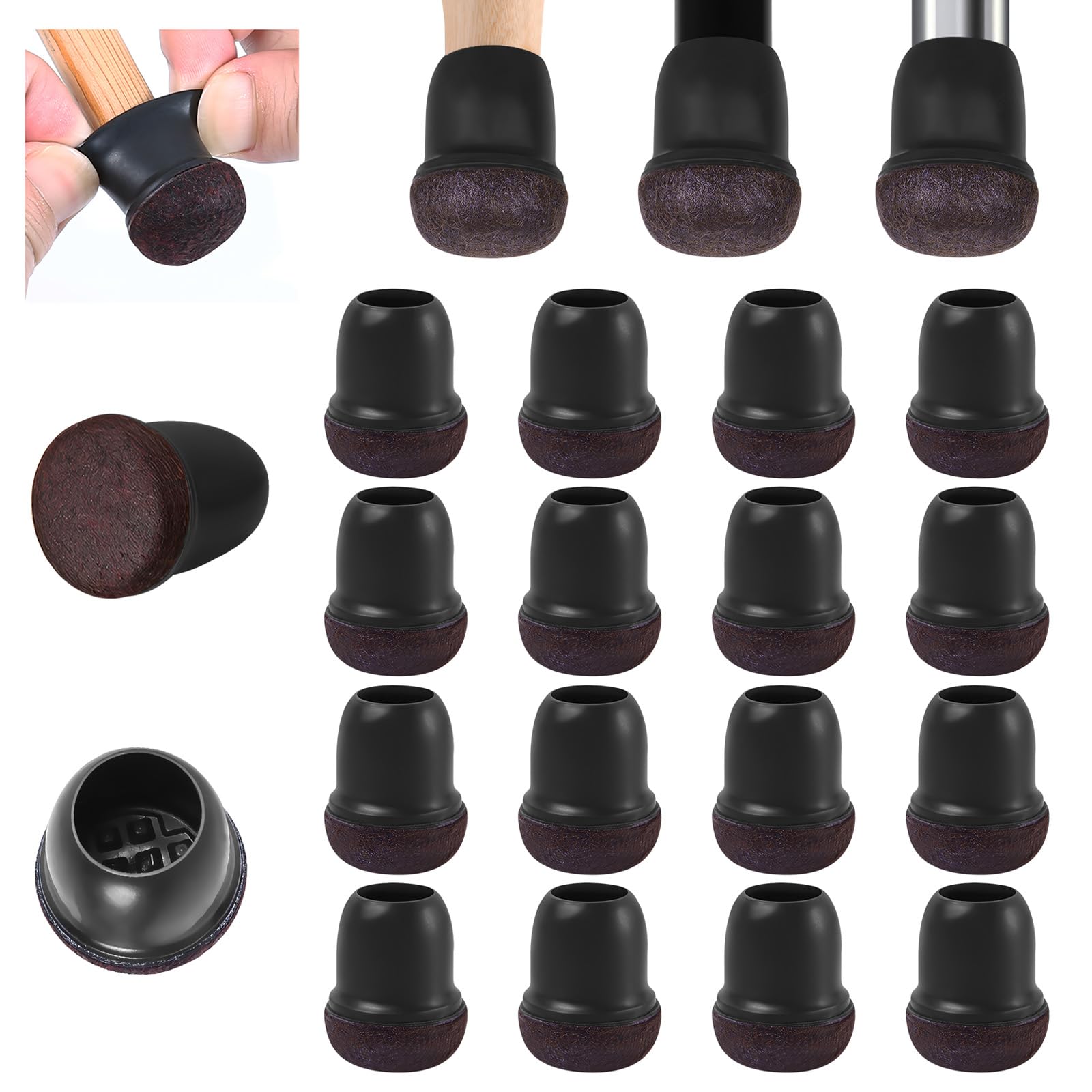 Ezprotekt Chair Leg Covers Φ 0.75", 16PCS Small Black Silicone Chair ...