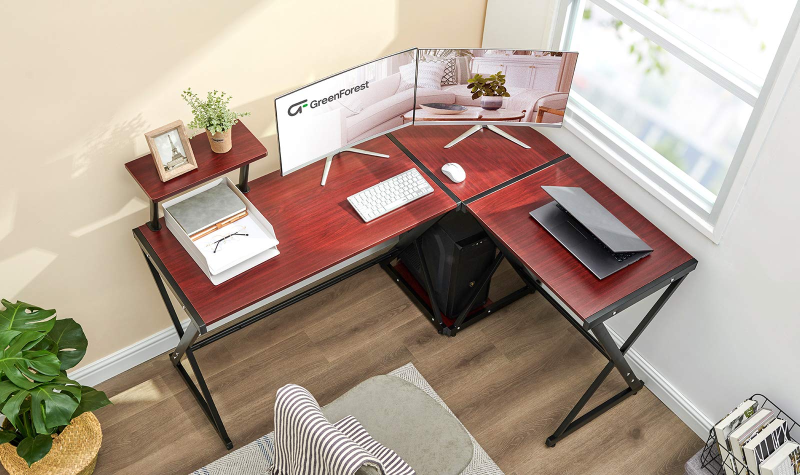 $24/mo - Finance GreenForest L Shaped Desk 58” Reversible Corner ...