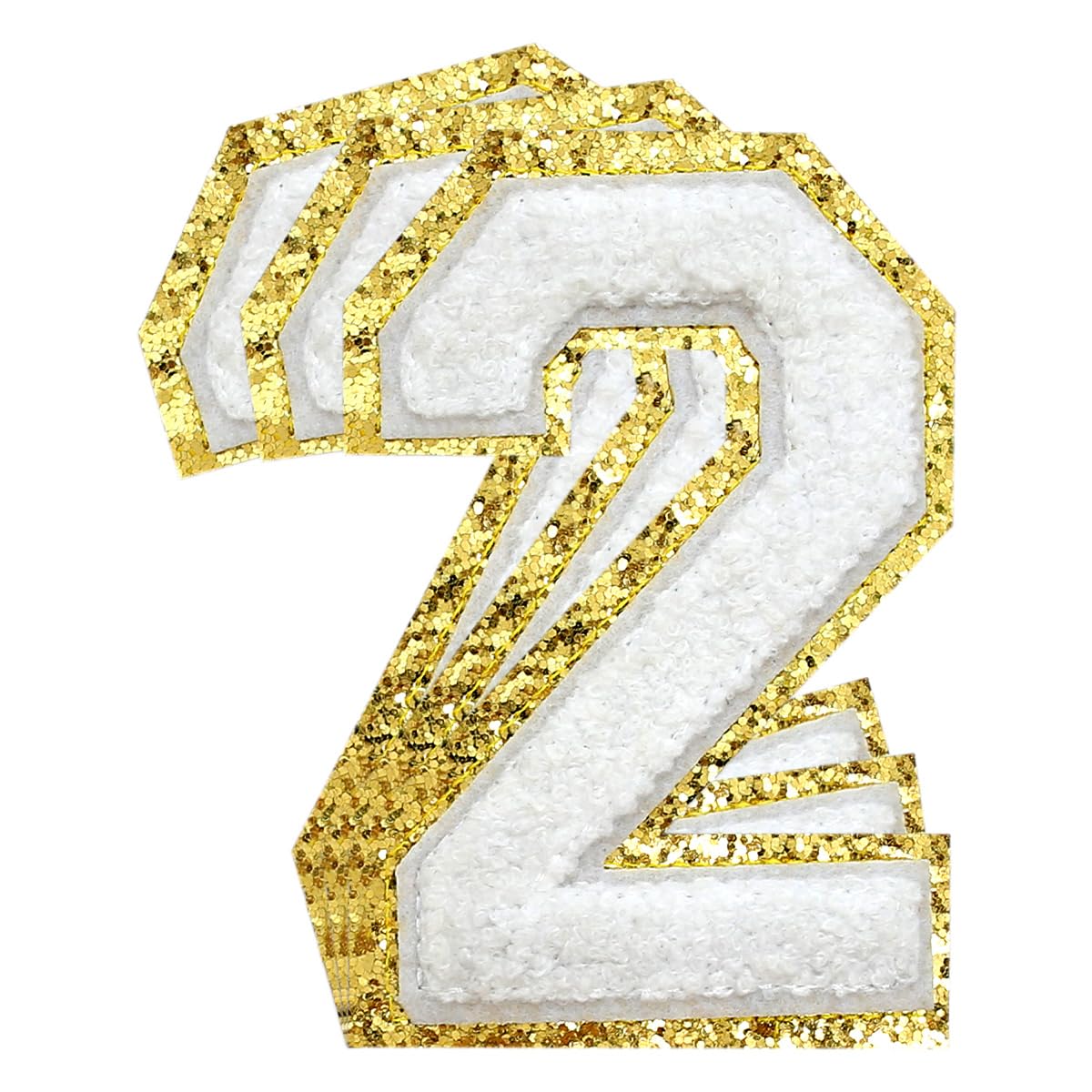 Amazon.com: 3Pcs Chenille Number Patches Gold Glitter Iron on Patches ...