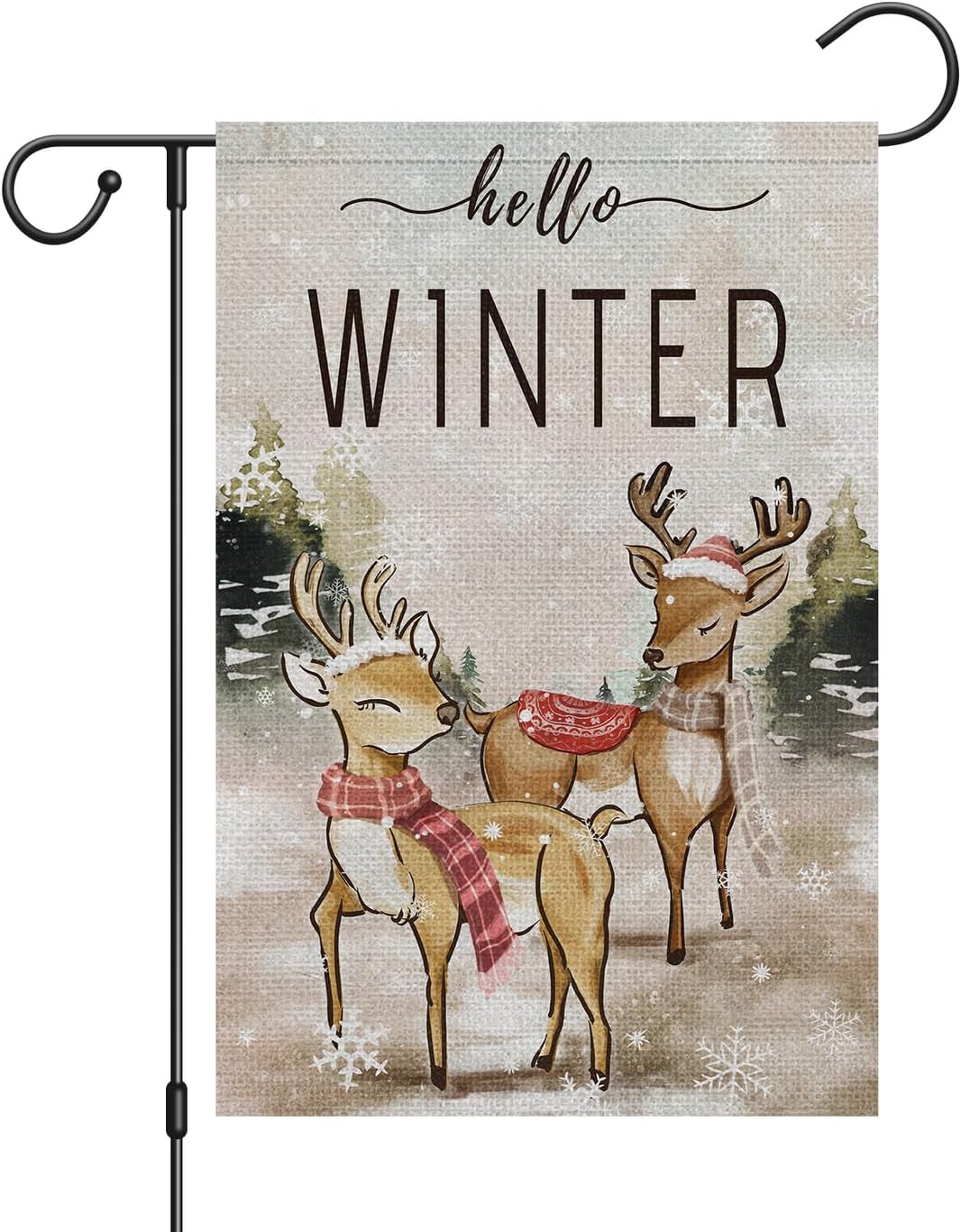 Amazon.com : Louise Maelys Welcome Winter Garden Flag 12x18 Double ...