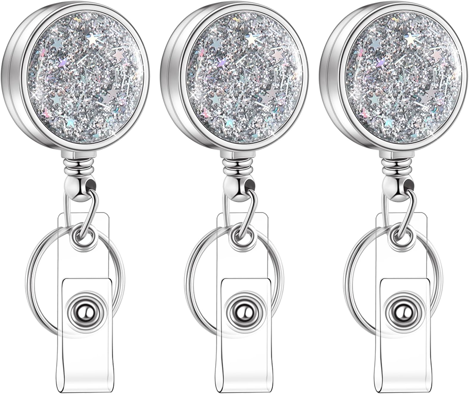 Amazon.com : Dimeho Retractable Badge Holder Glitter Lightweight ID ...