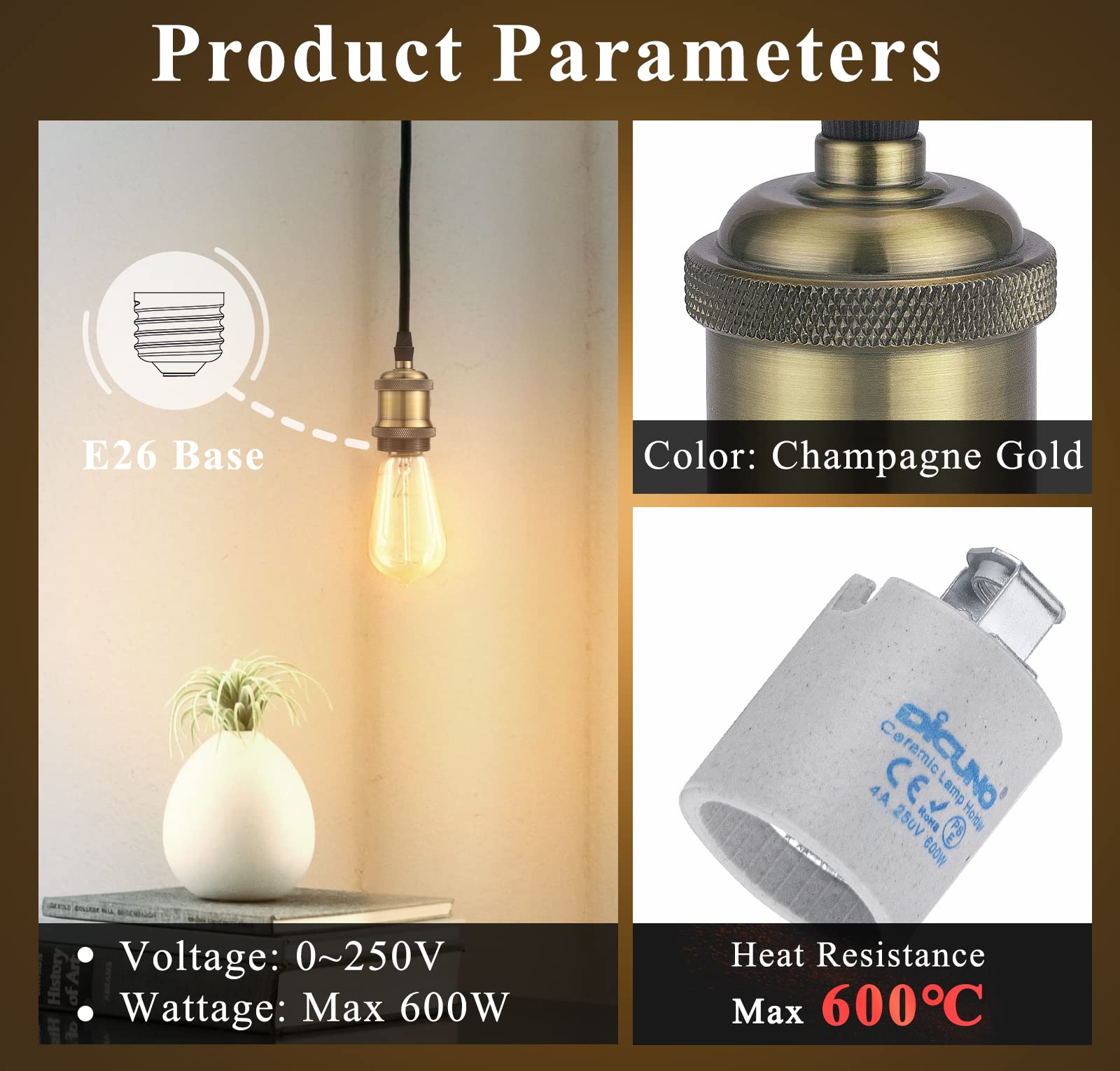 Pendant Light Socket Replacement Light Socket With Cord Bulb Base E26/